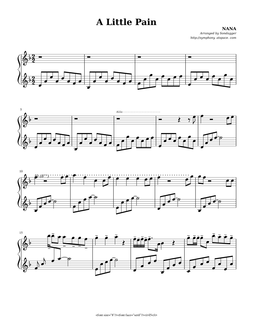 A little pain sheet music for Piano download free in PDF or MIDI