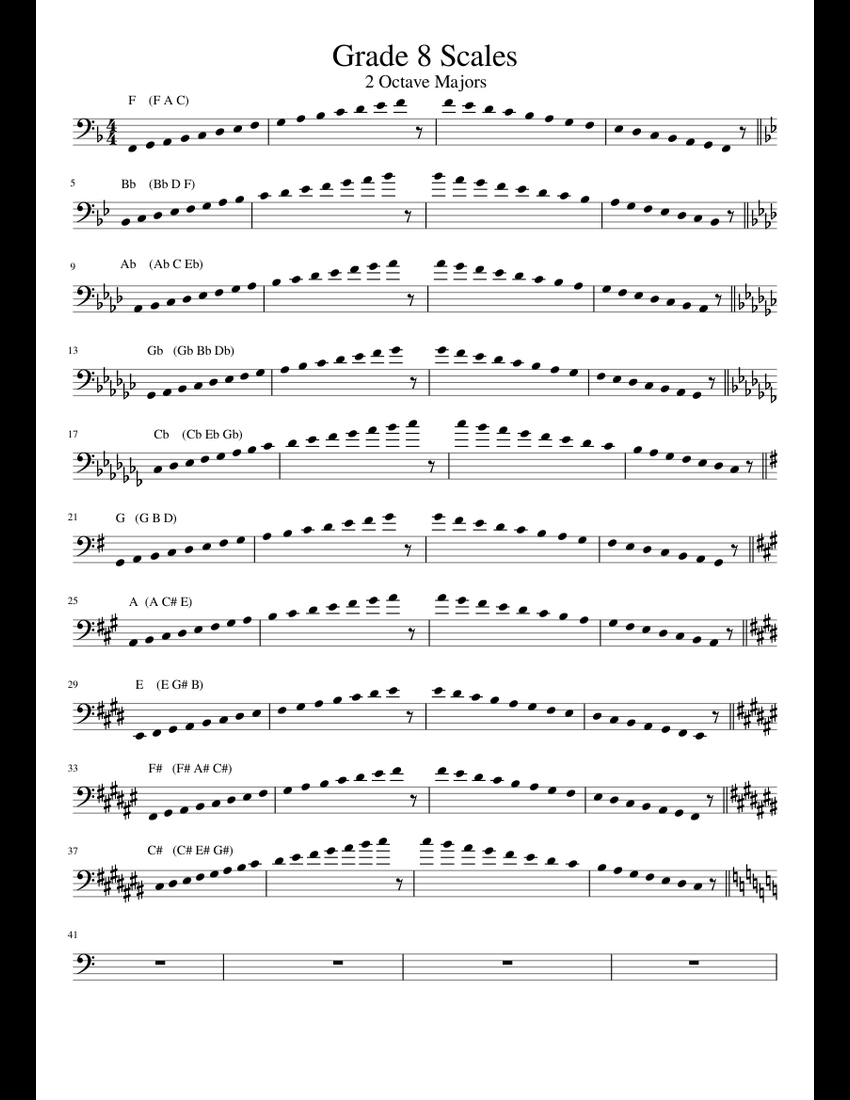 Royal Schools Grade 8 Scales - Trombone sheet music for Piano download ...