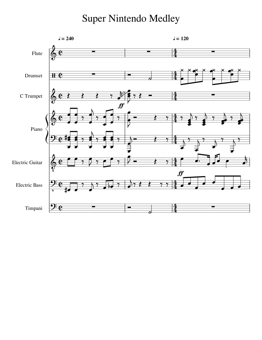 Another Nintendo Medley Sheet music for Flute, Piano, Percussion ...