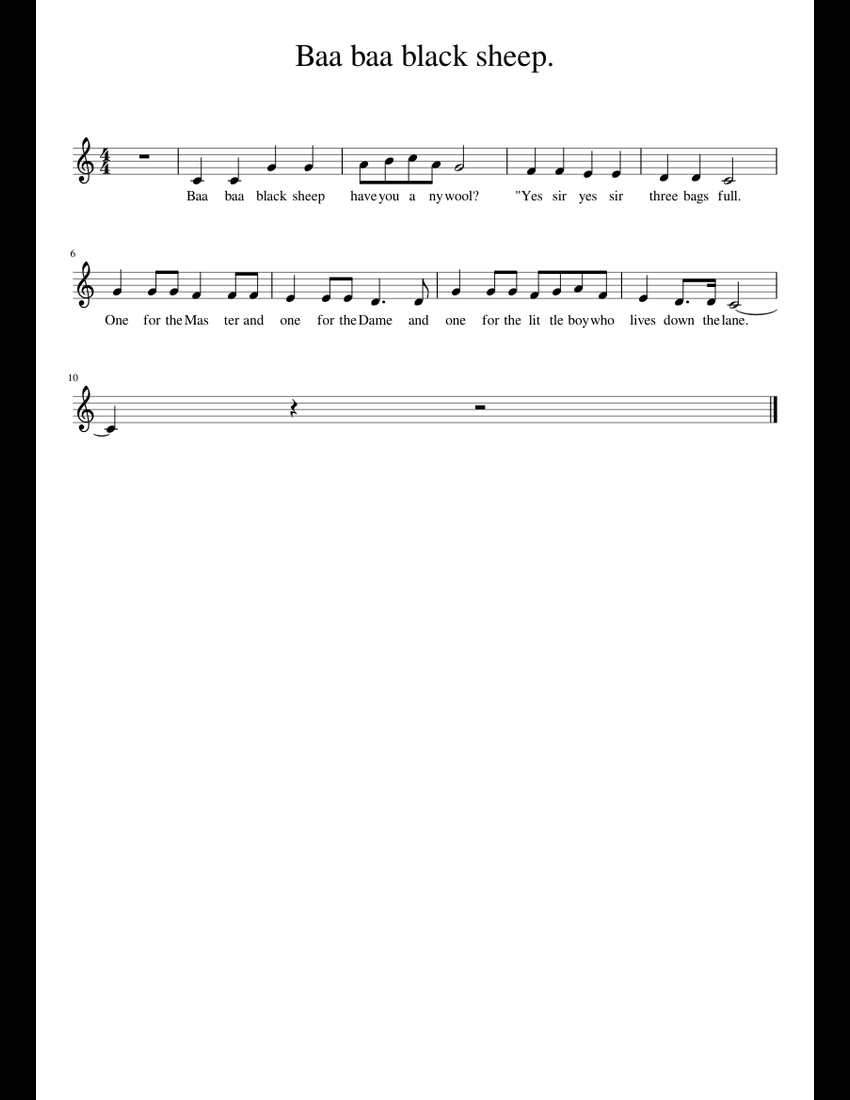 Baa baa black sheep.(C) sheet music for Piano download free in PDF or MIDI