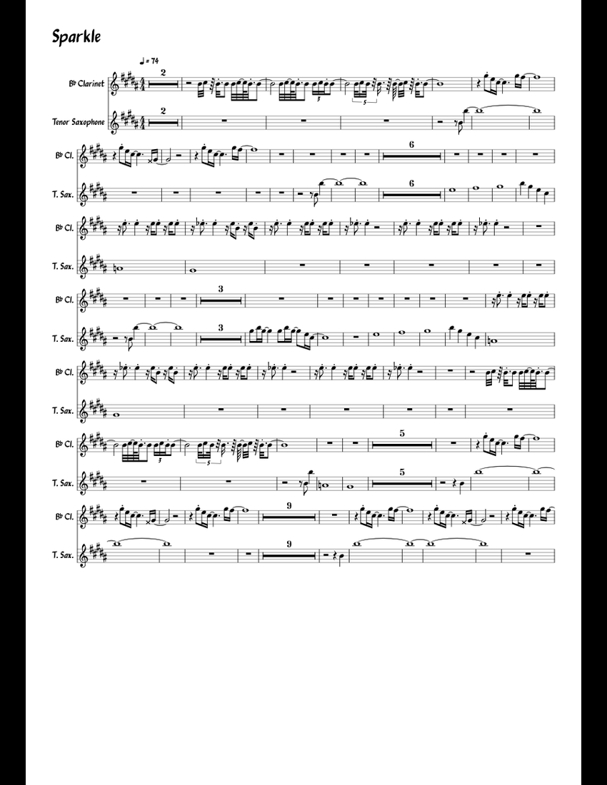 Sparkle_sax_cl sheet music for Clarinet, Piano, Synthesizer, Trumpet ...