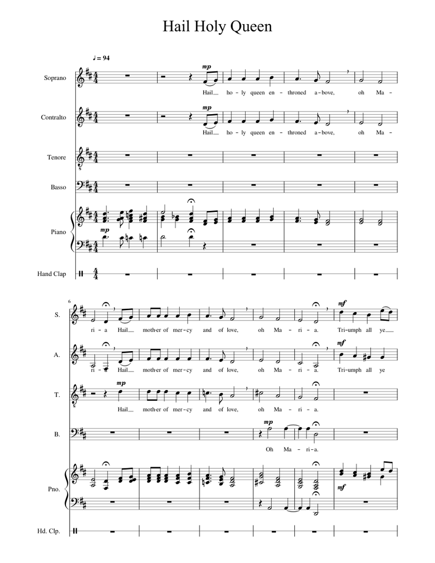 Hail Holy Queen Sheet music | Download free in PDF or MIDI | Musescore.com