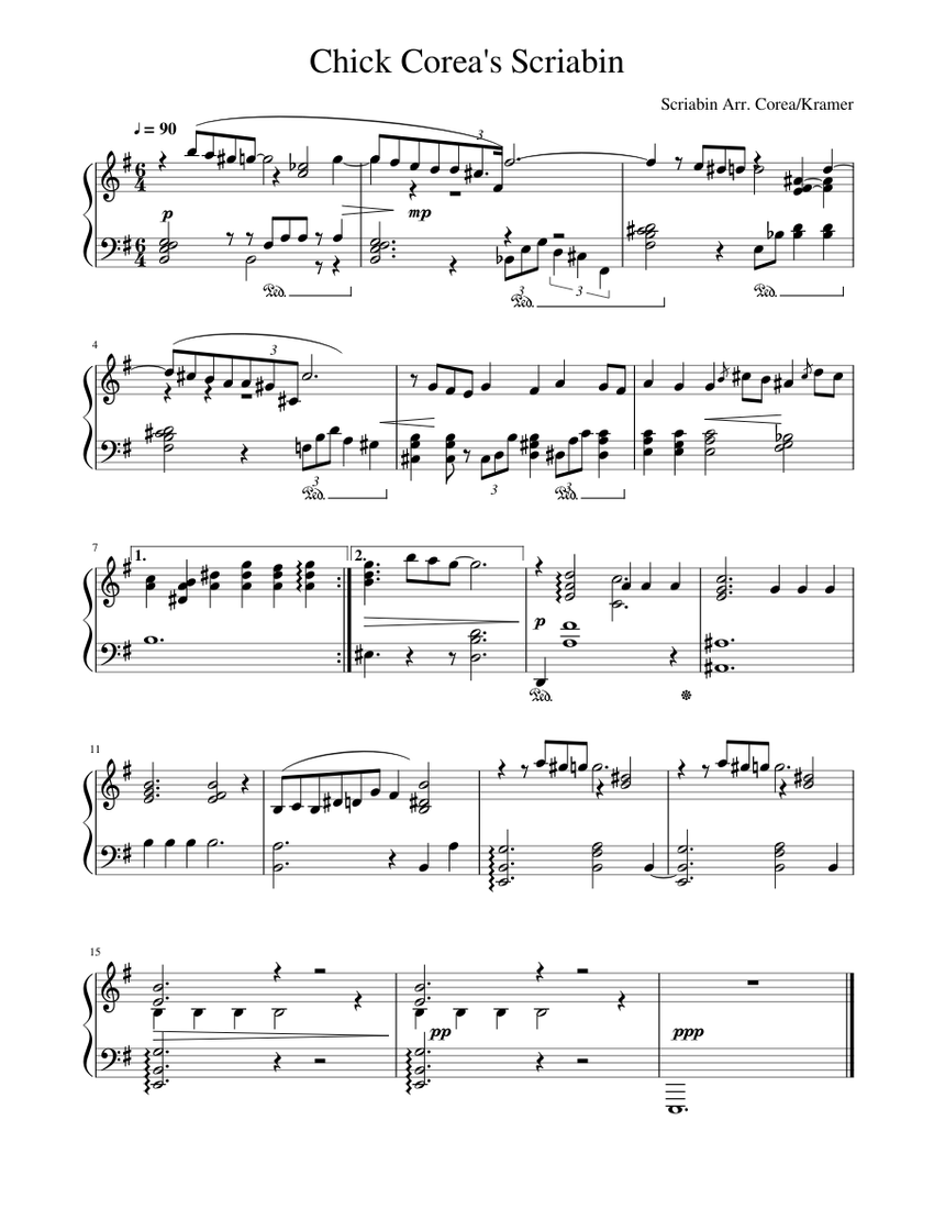 Chick Corea s Scriabin Sheet music for Piano (Solo) | Musescore.com