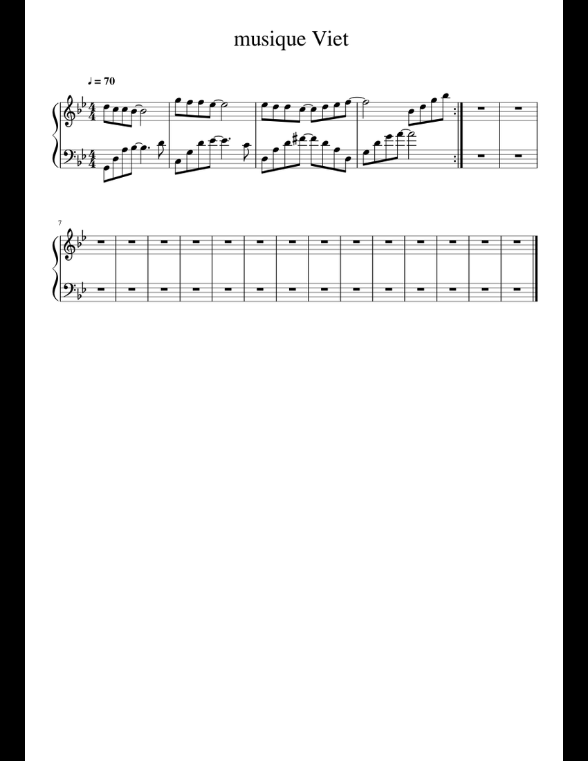 Musique Viet sheet music for Piano download free in PDF or MIDI