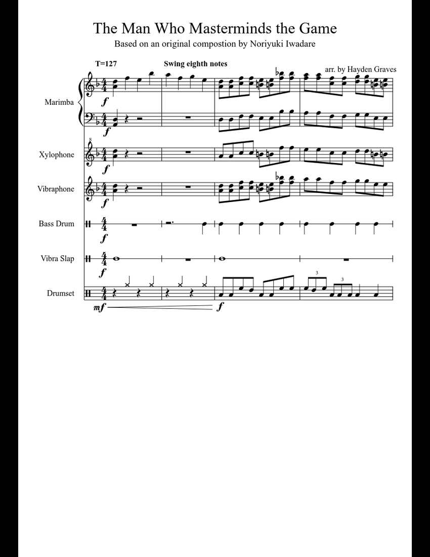 The Man Who Masterminds the Game sheet music for Percussion download ...