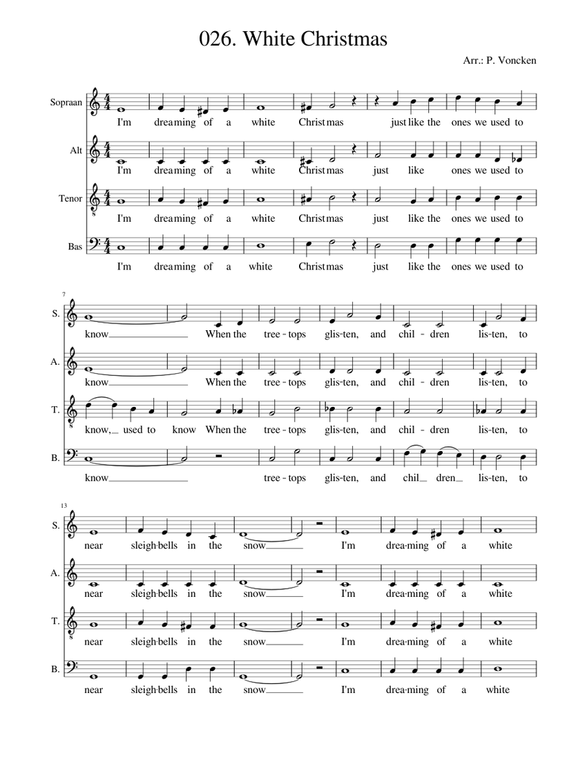 White Christmas Sheet music for Voice | Download free in PDF or MIDI ...