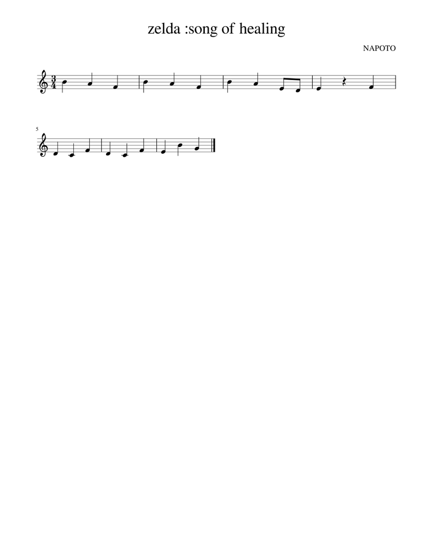 Zelda song of healing (violin) Sheet music for Violin (Solo ...