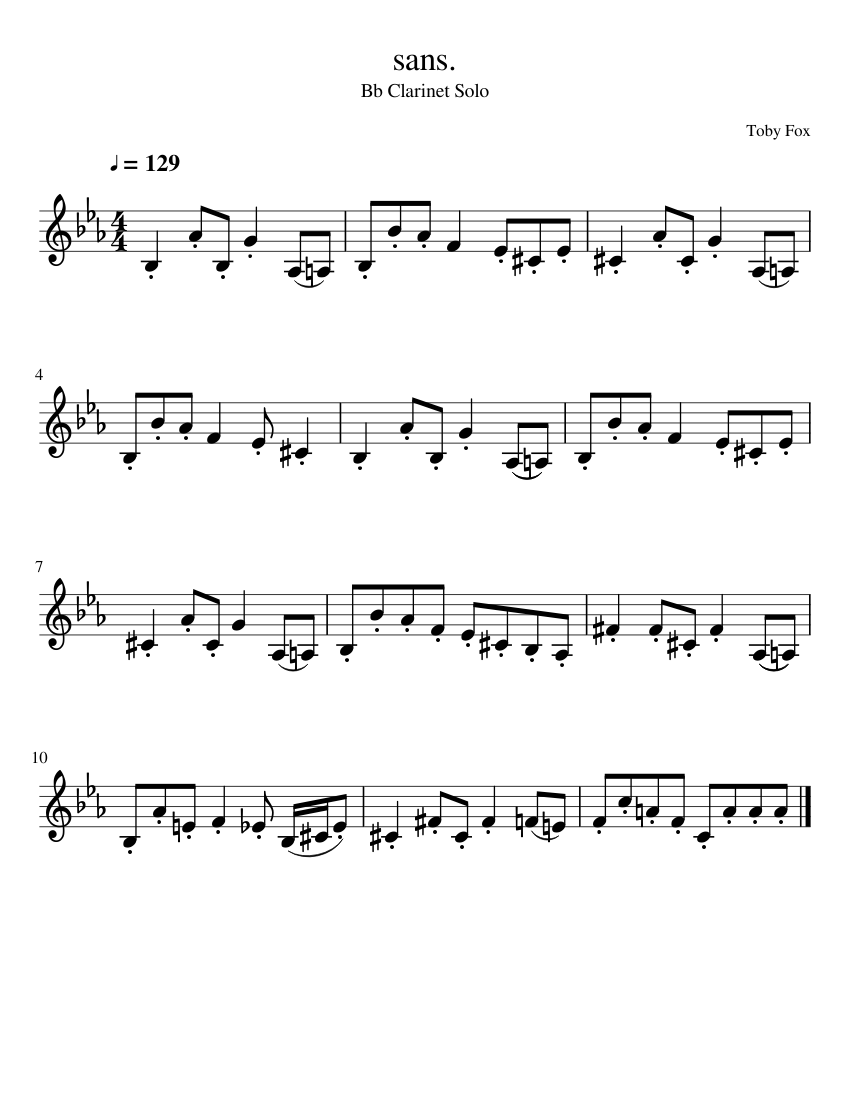 sans. sheet music for Clarinet download free in PDF or MIDI