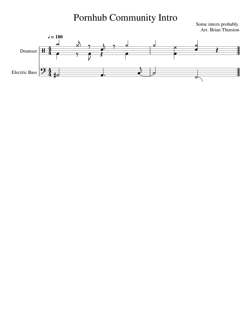 Pornhub Community Intro Sheet music for Percussion, Bass | Download ...