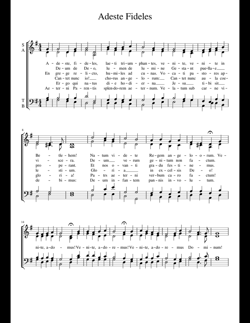 Adeste Fideles sheet music for Violin, Cello download free in PDF or MIDI