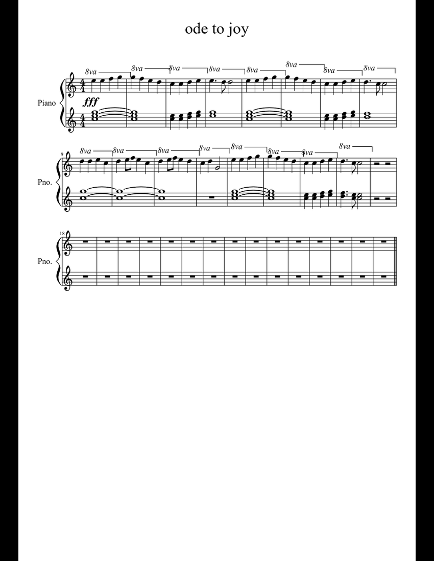 Ode To Joy sheet music download free in PDF or MIDI