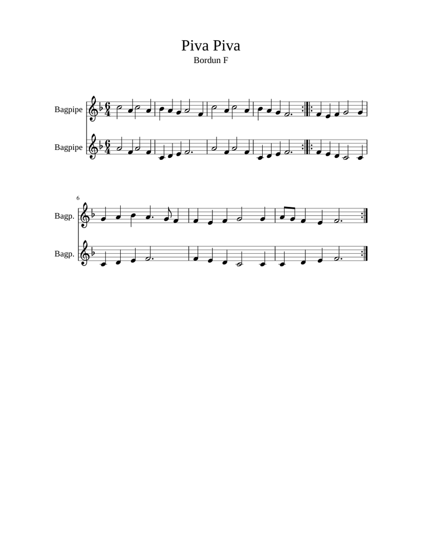 Piva Piva Sheet music for Bagpipe | Download free in PDF or MIDI ...