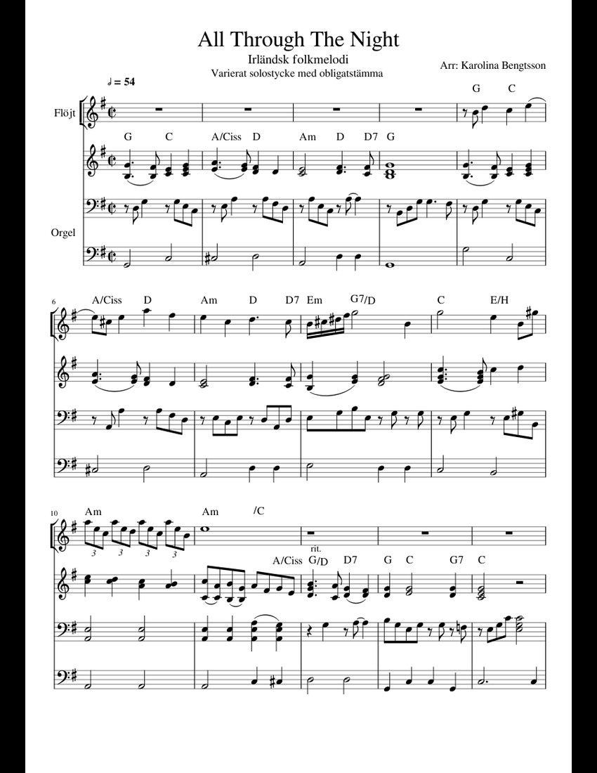 All Through The Night sheet music for Voice, Other Woodwinds download ...
