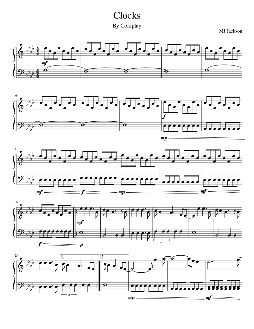 WIP: Clocks by Coldplay Sheet music for Piano (Solo) | Musescore.com