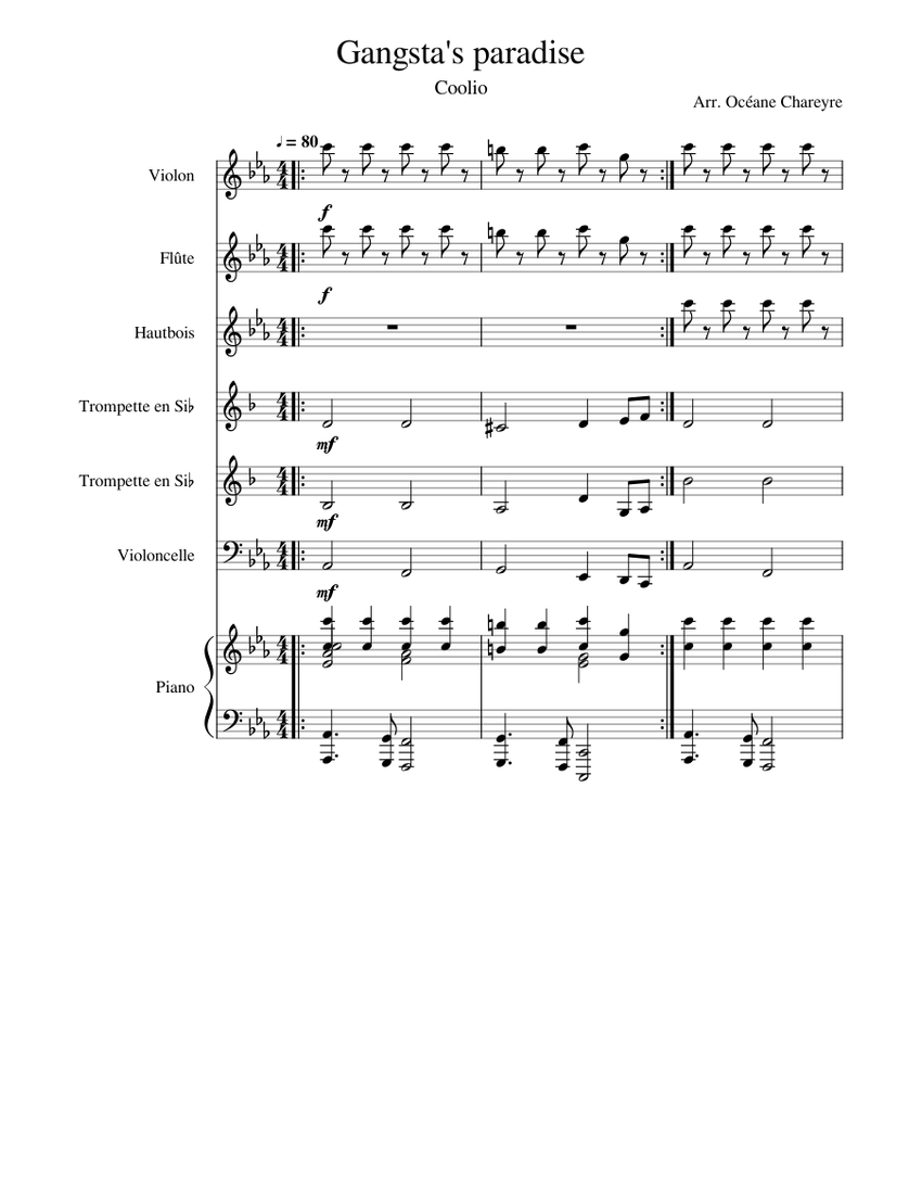 Gangsta's paradise _ Coolio Sheet music for Piano, Trumpet (In B Flat ...