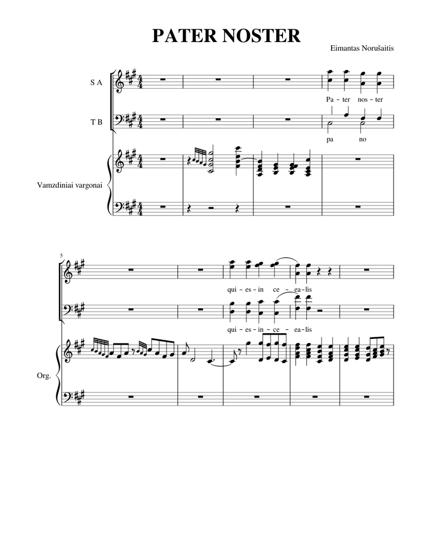 Pater noster Sheet music for Vocals, Organ (Mixed Trio) | Musescore.com