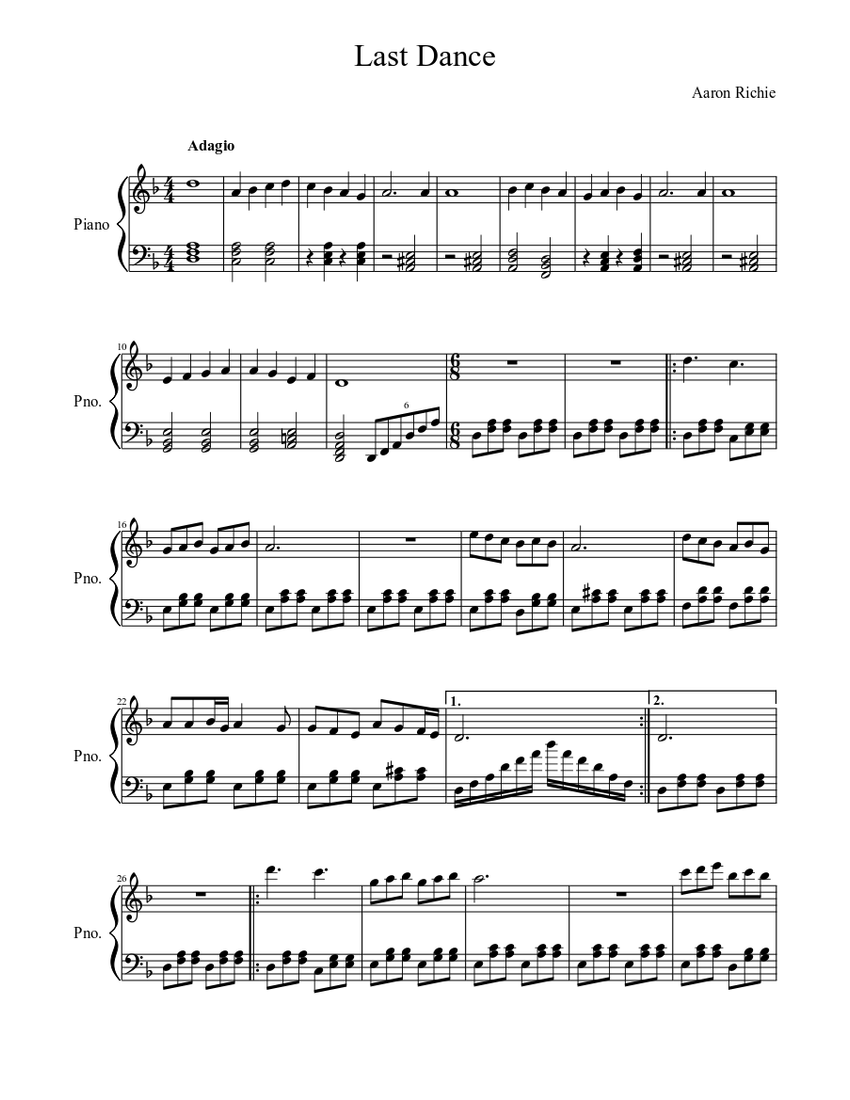 Last Dance Sheet music | Download free in PDF or MIDI | Musescore.com