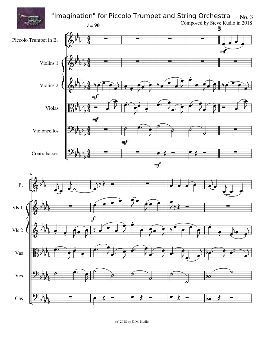 "Imagination" for Piccolo Trumpet and String Orchestra No. 3 Sheet ...