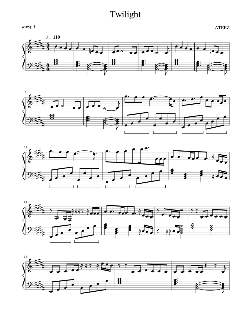 ATEEZ - Twilight Sheet music for Piano (Solo) | Musescore.com