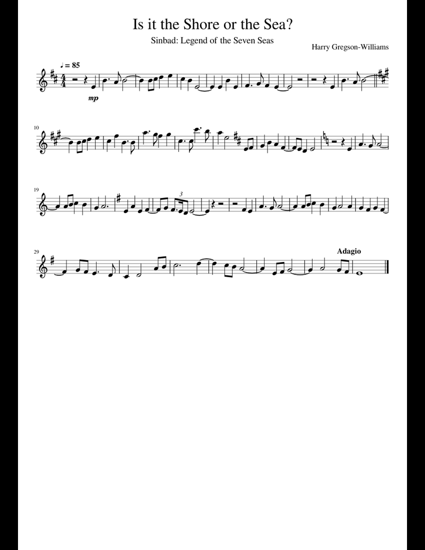 Is it the Shore or the Sea - Sinbad: Legend of the Seven Seas sheet ...