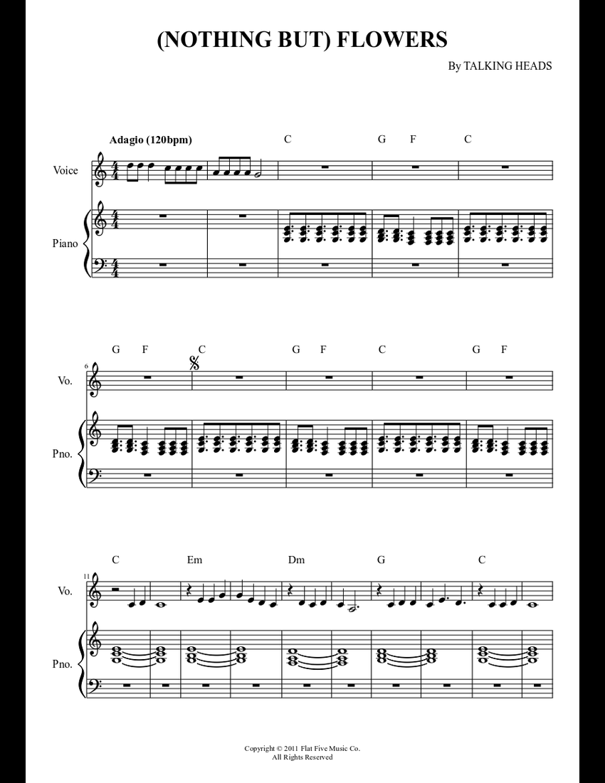 (Nothing But) Flowers sheet music download free in PDF or MIDI