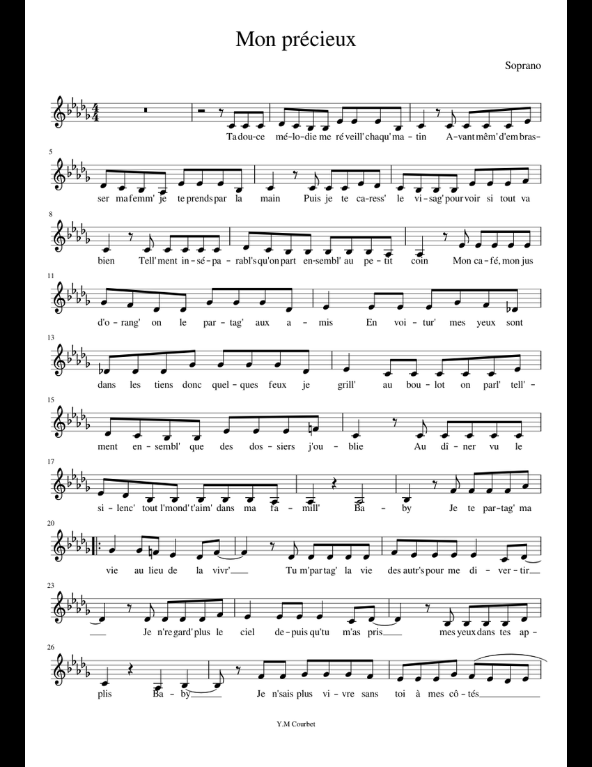 Mon precieux sheet music for Voice download free in PDF or MIDI