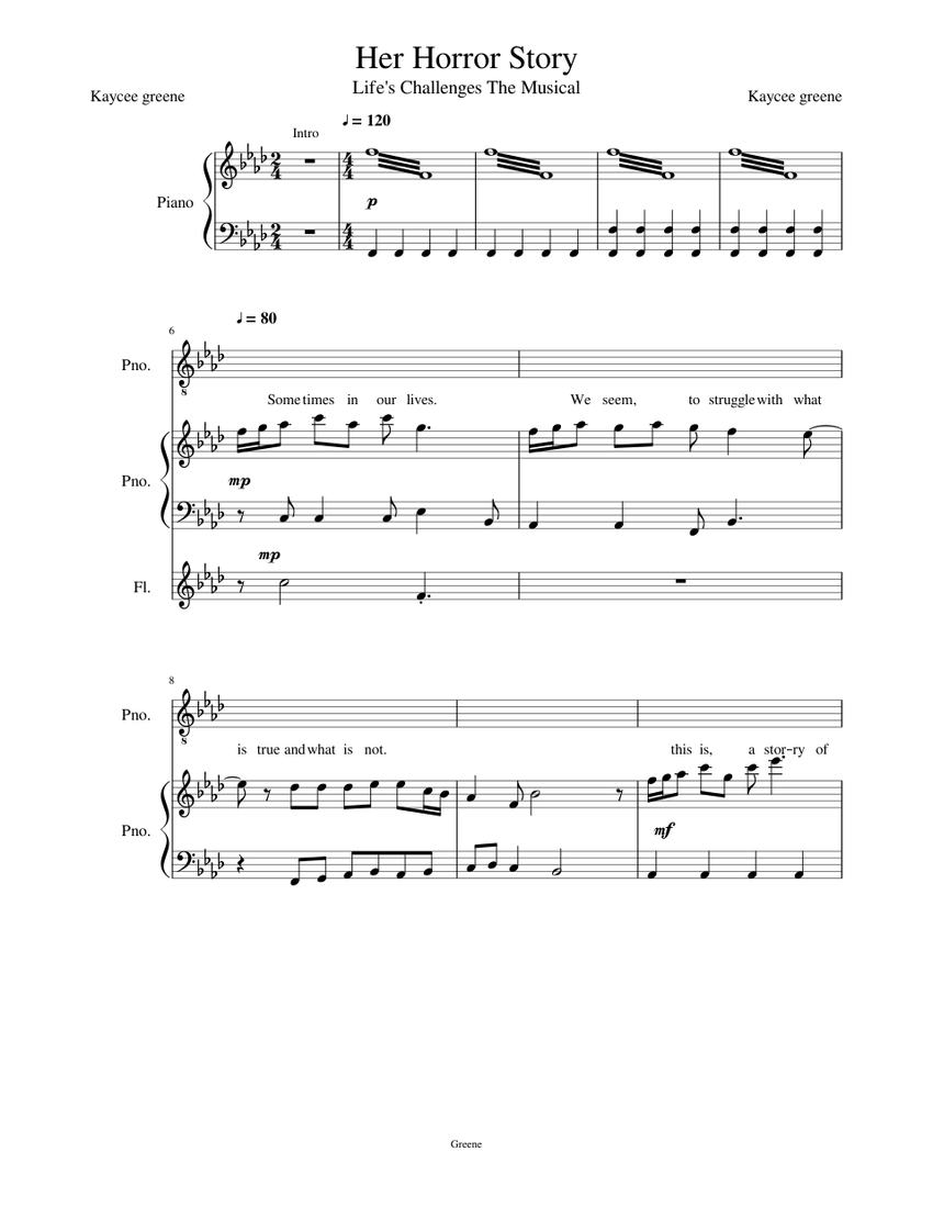 Her Horror Story Sheet music for Piano, Violin, Flute, Organ | Download ...