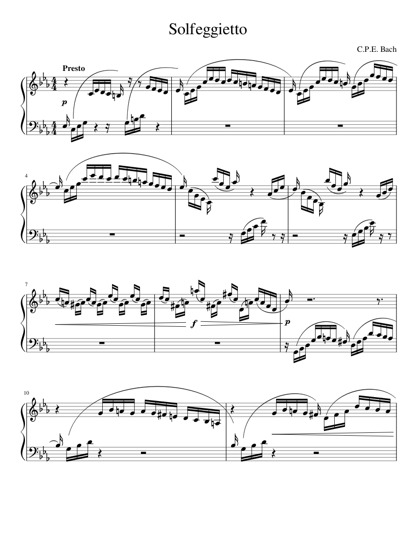 Solfeggietto C minor sheet music for Piano download free in PDF or MIDI