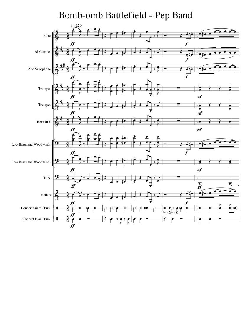 Bomb-omb Battlefield - Pep Band Sheet music for Trumpet (In B Flat ...