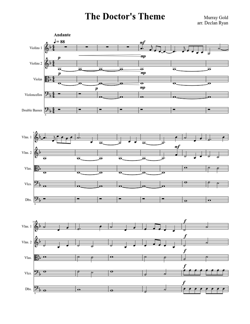 The Doctor's Theme- Orchestra Sheet music | Download free in PDF or ...