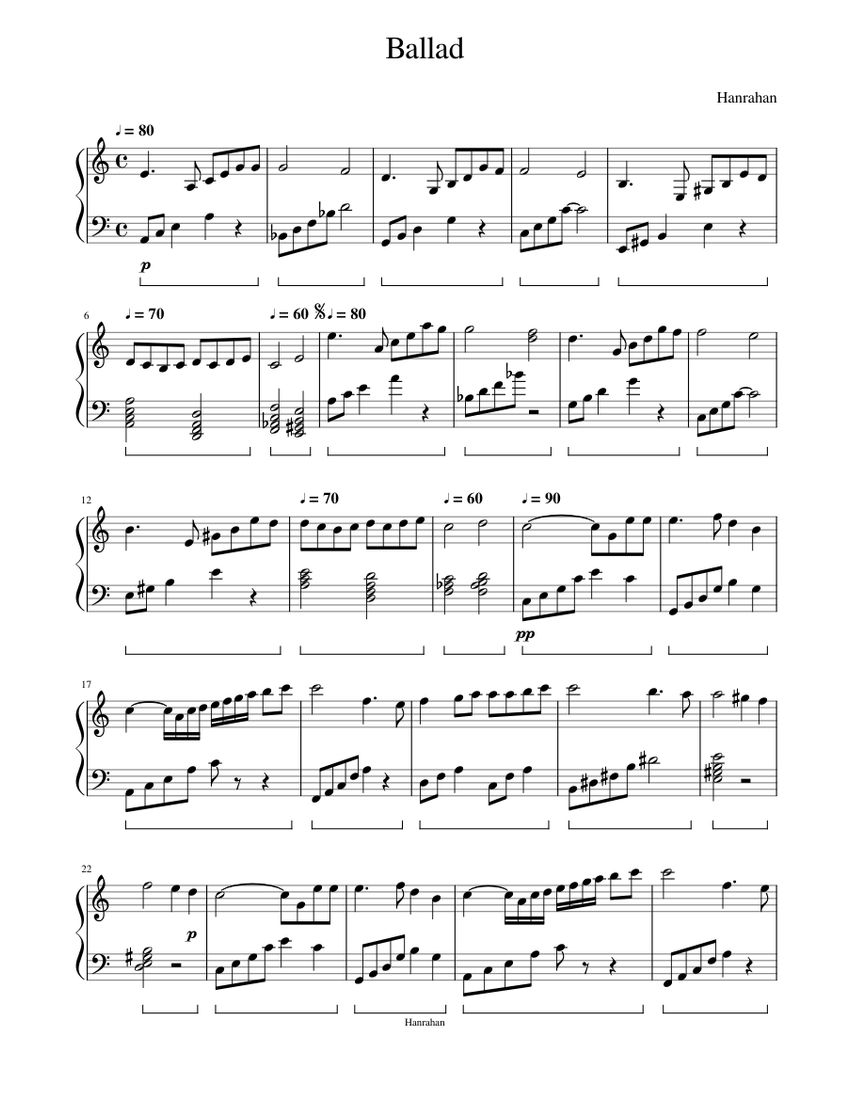 Ballad Sheet music for Piano | Download free in PDF or MIDI | Musescore.com