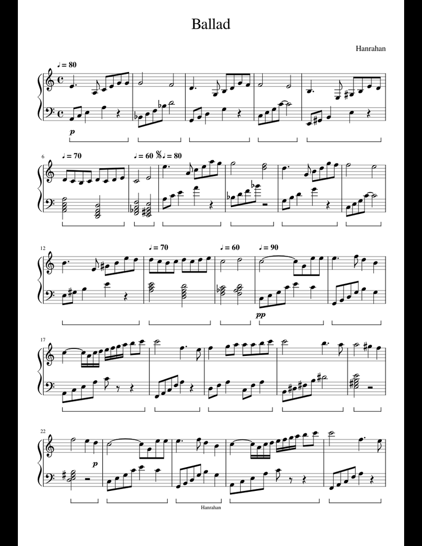 Ballad sheet music for Piano download free in PDF or MIDI