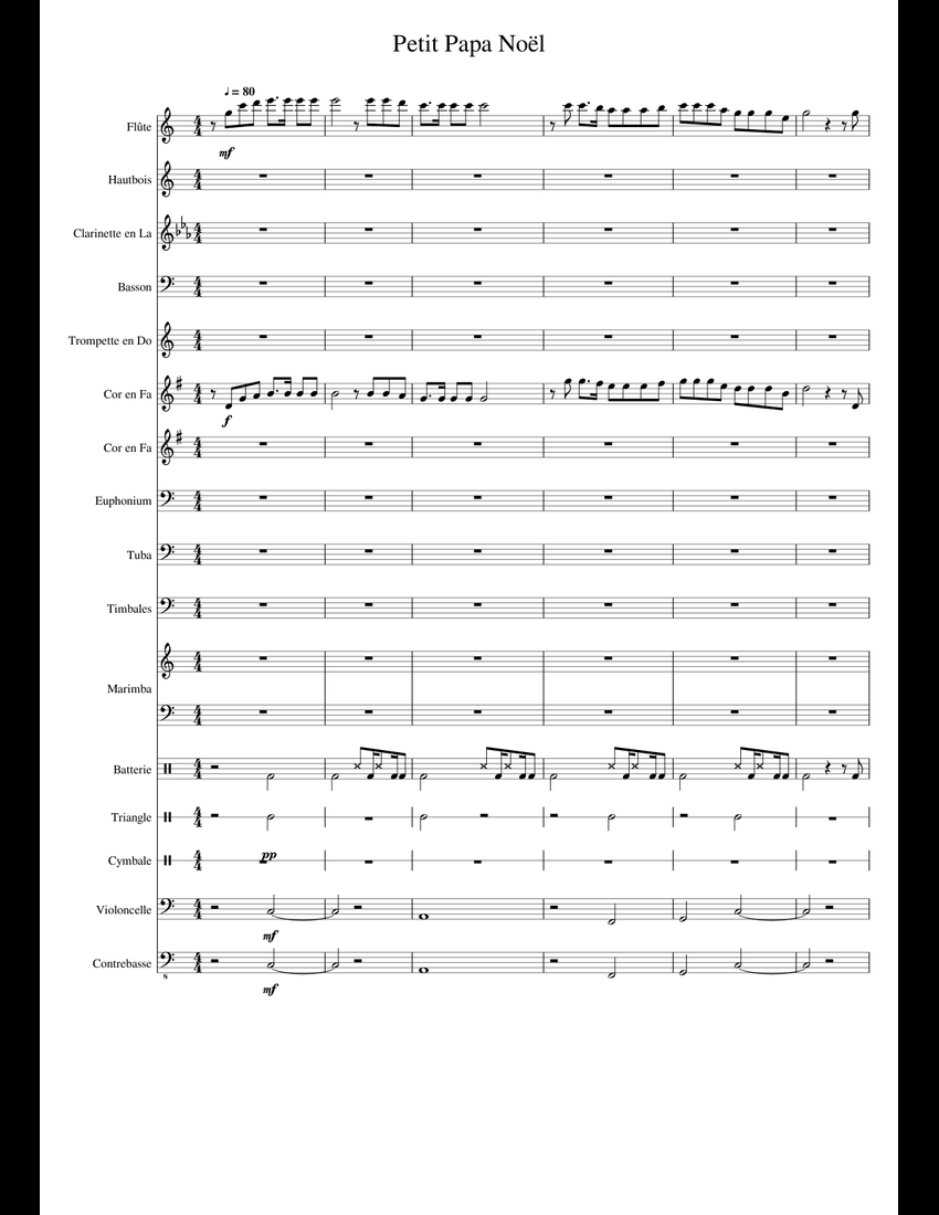 Petit Papa Noël [In Progress] sheet music for Flute, Clarinet, Oboe ...