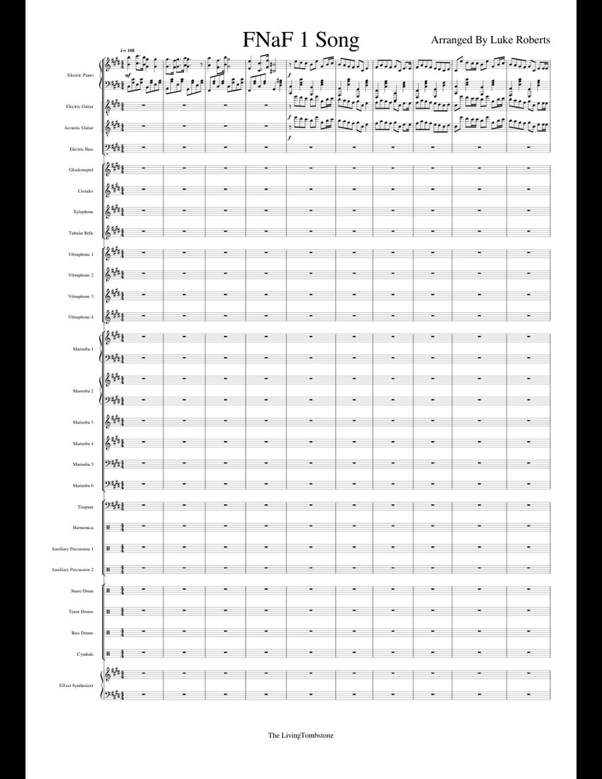 FNaF 1 Song Made Originally By The LivingTombstone sheet music for ...