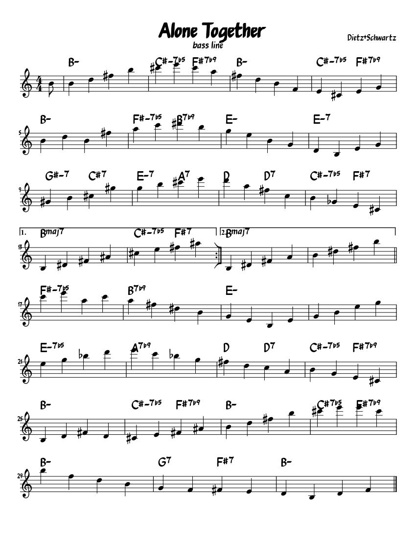 Alone Together (bass line) sheet music download free in PDF or MIDI
