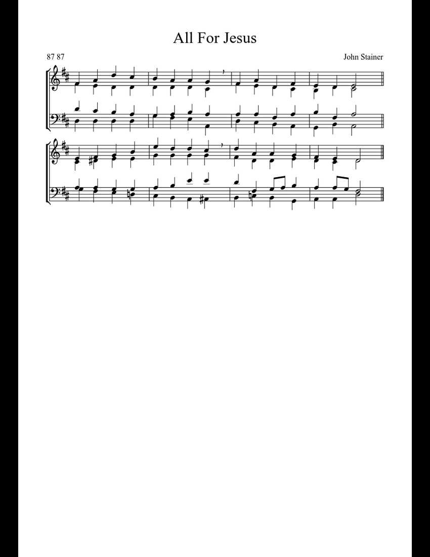 All For Jesus sheet music download free in PDF or MIDI