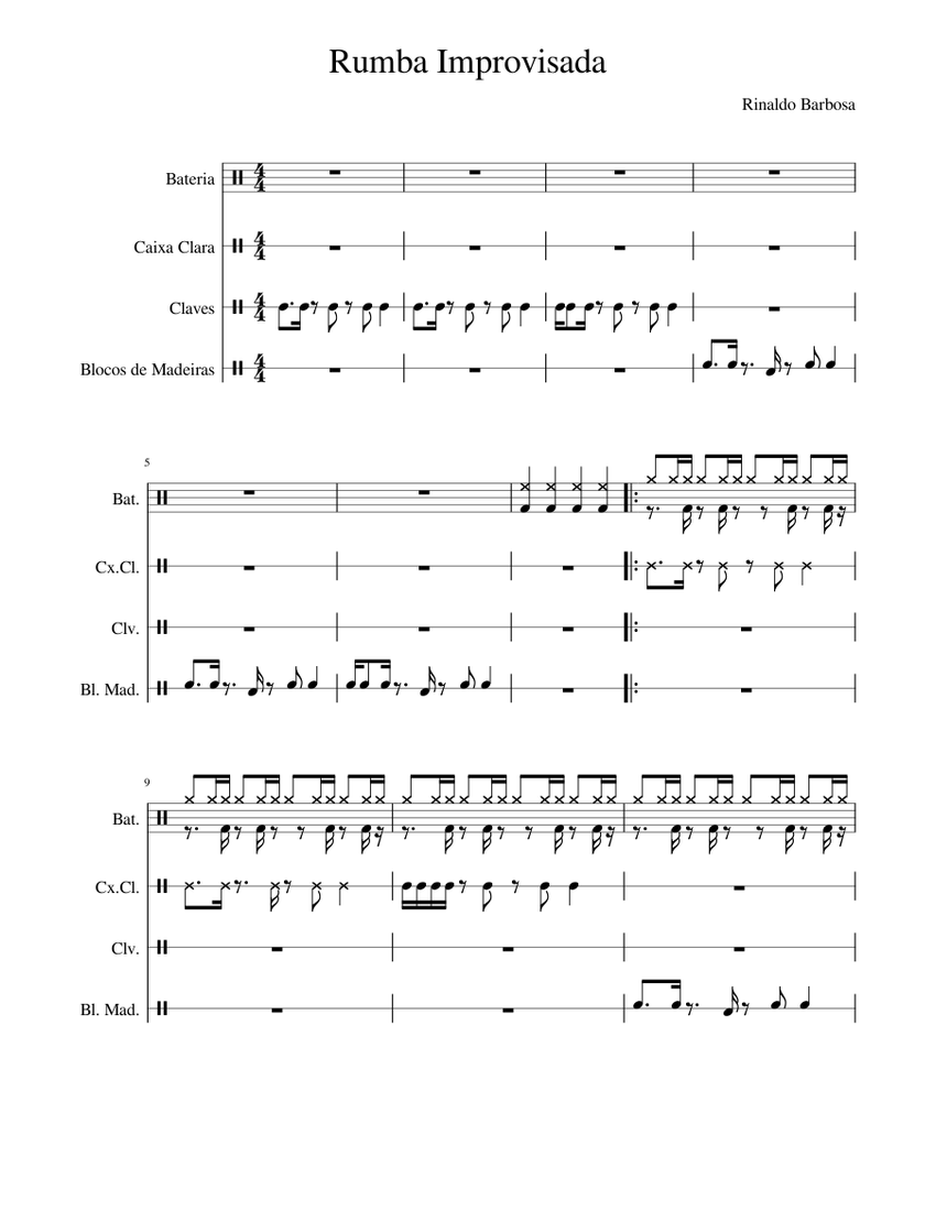 Rumba Improvisada 2 Sheet music for Drum Group, Snare Drum, Claves ...