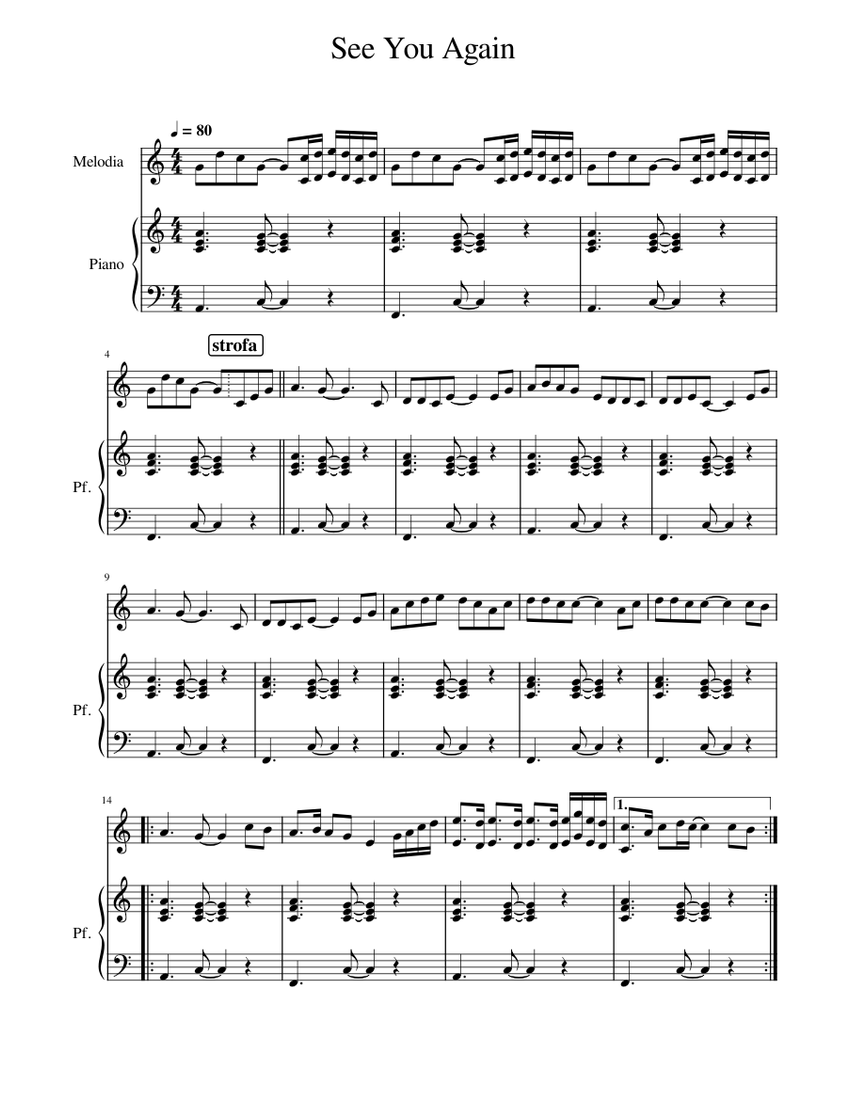 See_You_Again Sheet music for Piano, Piano (Piano Duo) | Musescore.com