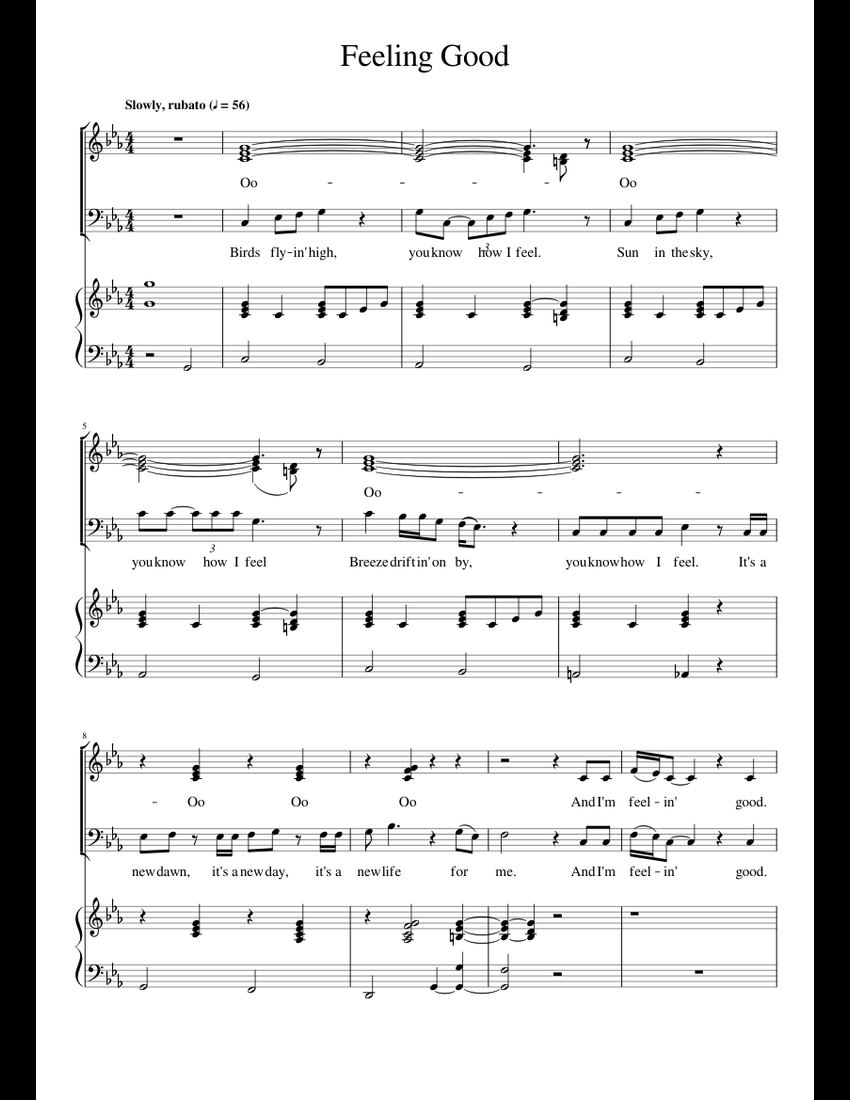 Feeling Good oefentrack alt sheet music for Piano, Strings, Alto ...