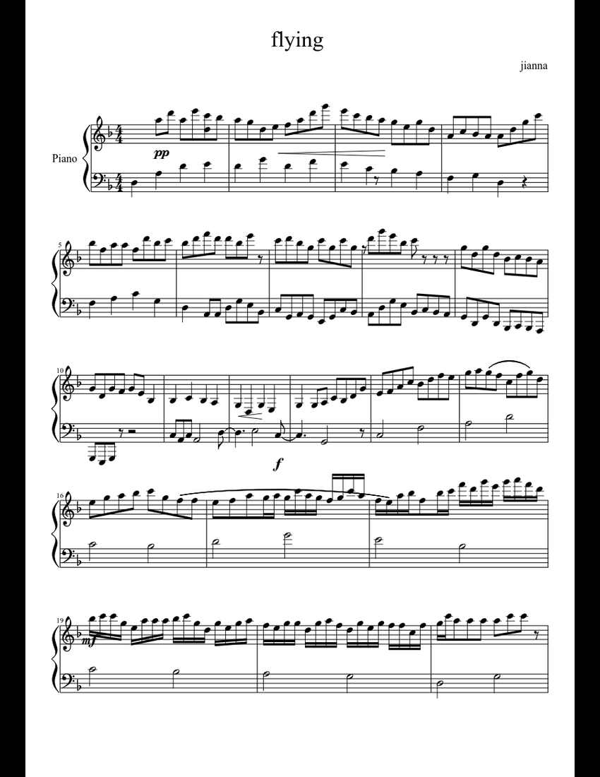 flying sheet music download free in PDF or MIDI