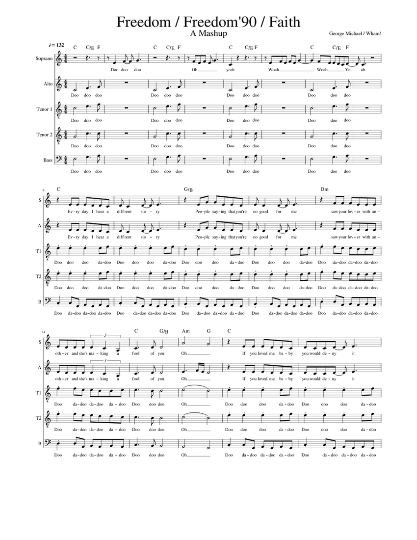 Freedom / Freedom'90 / Faith - SATB Sheet music for Piano (SATB ...