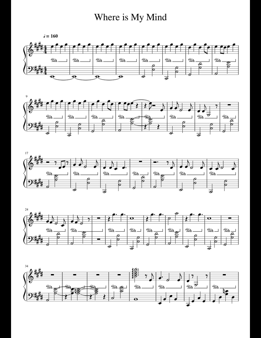 Where Is My Mind Maxence Cyrin Sheet Music For Piano Download Free In Where Is My Mind Maxence Cyrin Sheet Music For Piano Download Free In