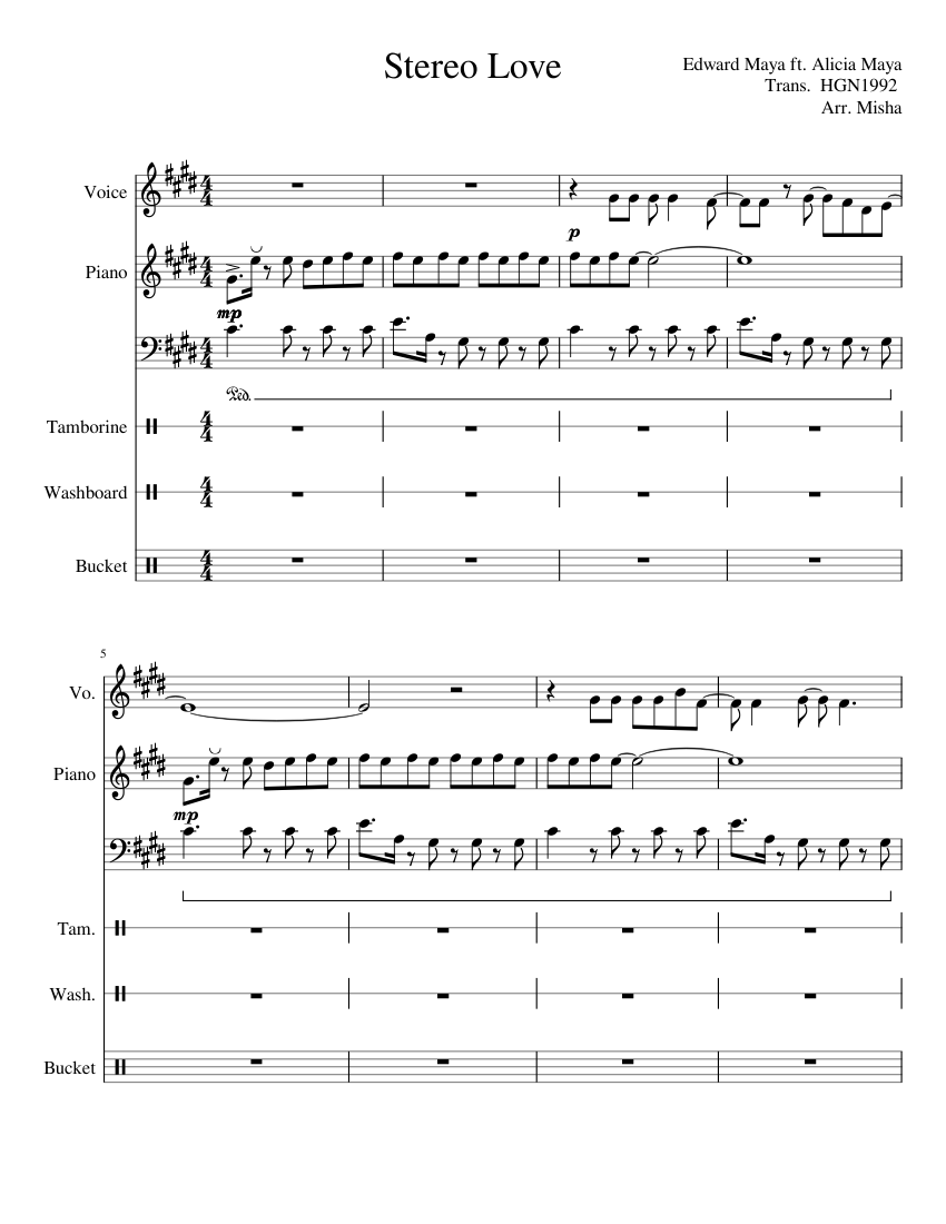 That one song with the accordion (Stereo Love) Sheet music for Piano ...