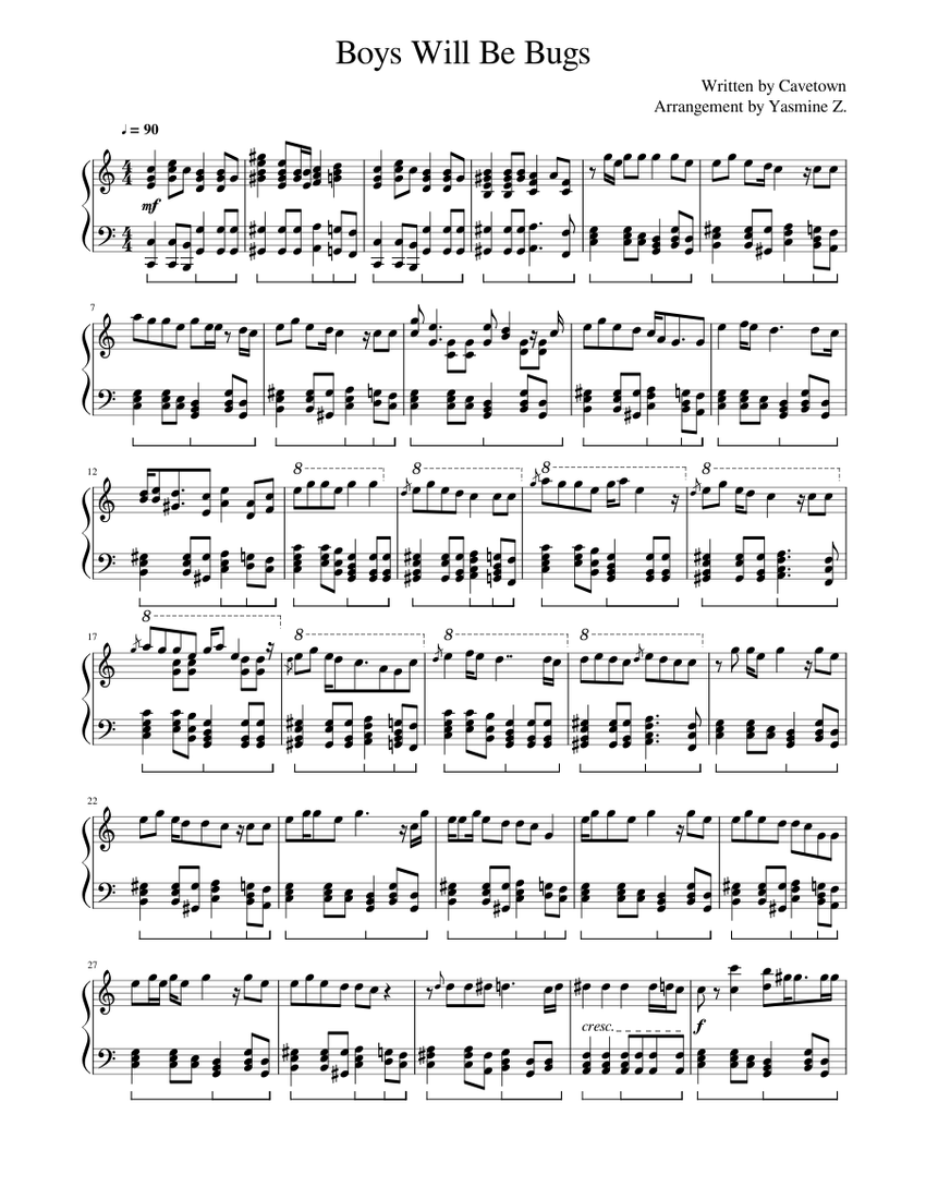 Boys Will Be Bugs Sheet music for Piano (Solo) | Musescore.com