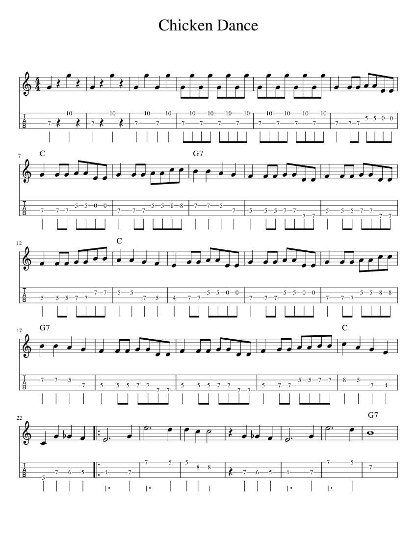 Chicken Dance Sheet music for Ukulele (Solo) | Musescore.com