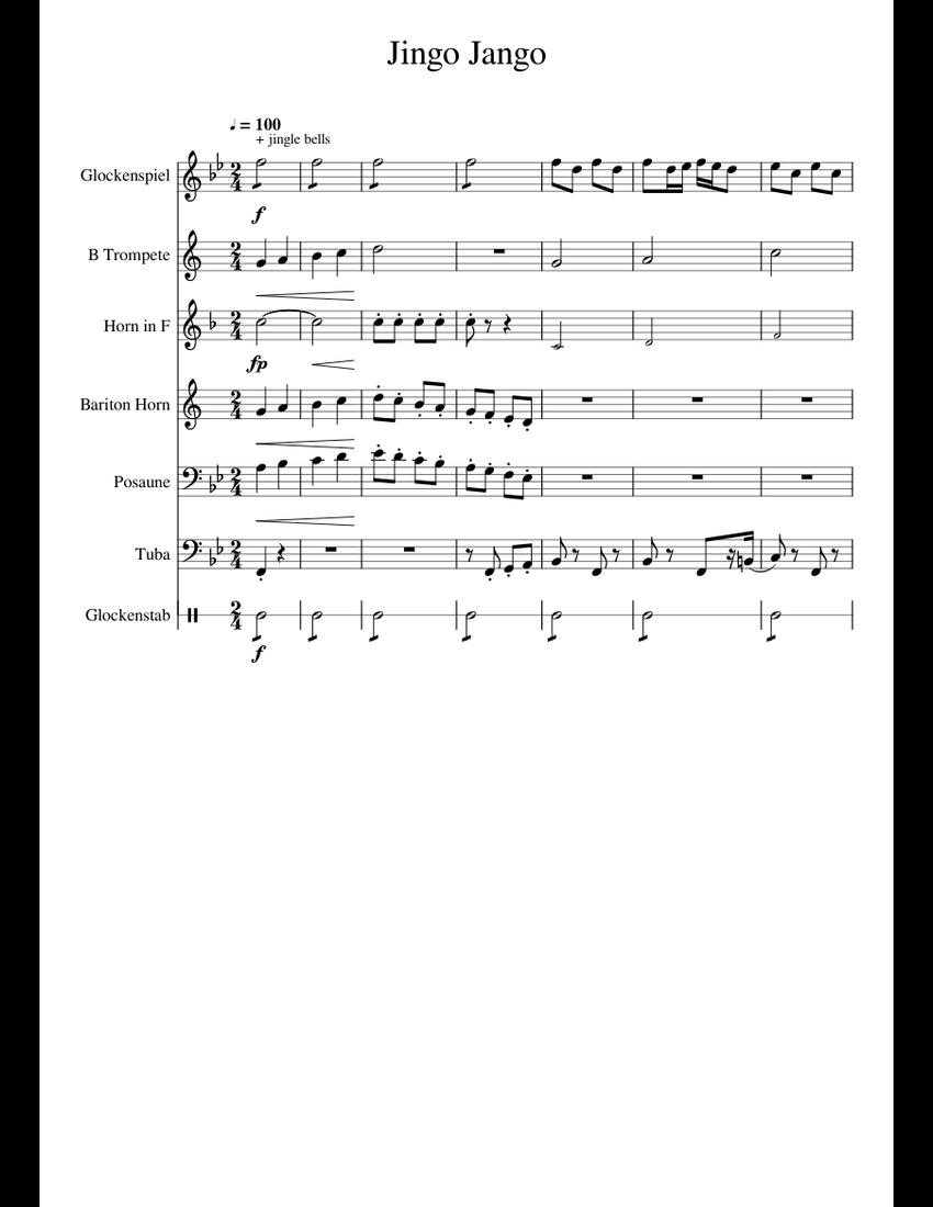 Jingo Jango sheet music for Percussion, Trumpet, French Horn, Trombone ...