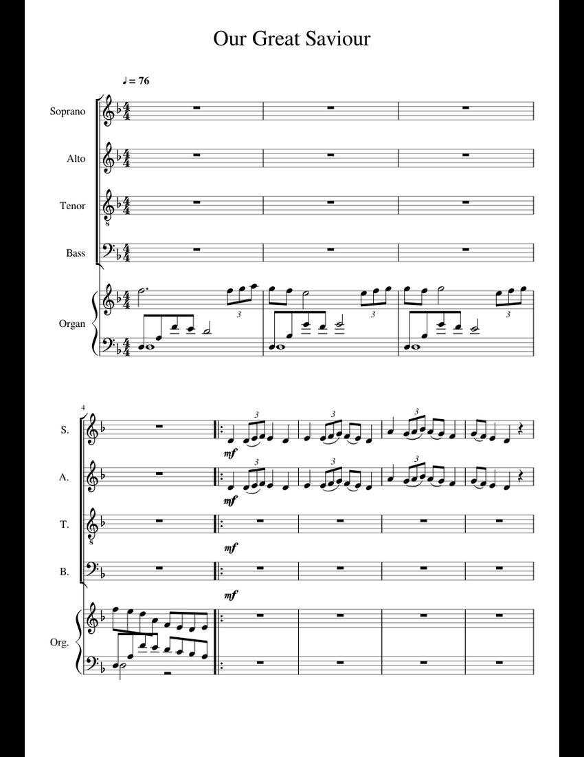 Our Great Saviour sheet music for Voice, Organ download free in PDF or MIDI