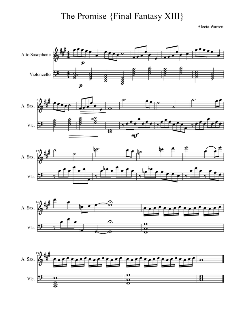 The promise {final fantasy XIII} sheet music download free in PDF or MIDI