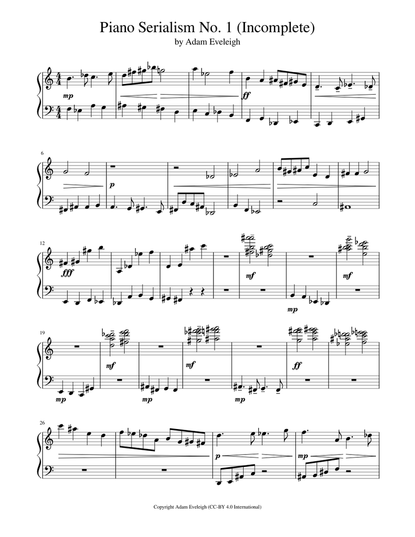 Piano Serialism No 1 Sheet music for Piano | Download free in PDF or ...