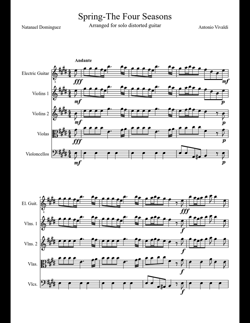Spring-The Four Seasons sheet music download free in PDF or MIDI